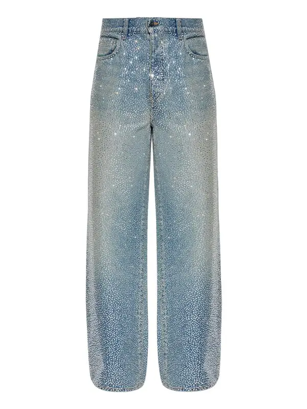 Amiri Jeans With Shimmering Crystals - Light Blue