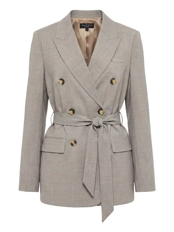 Rag & Bone Double-breasted Belted Blazer - Grey