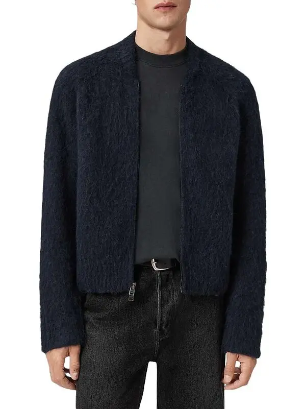 ALLSAINTS Sonny Zip Cardigan Sweater - Ink Navy Blue