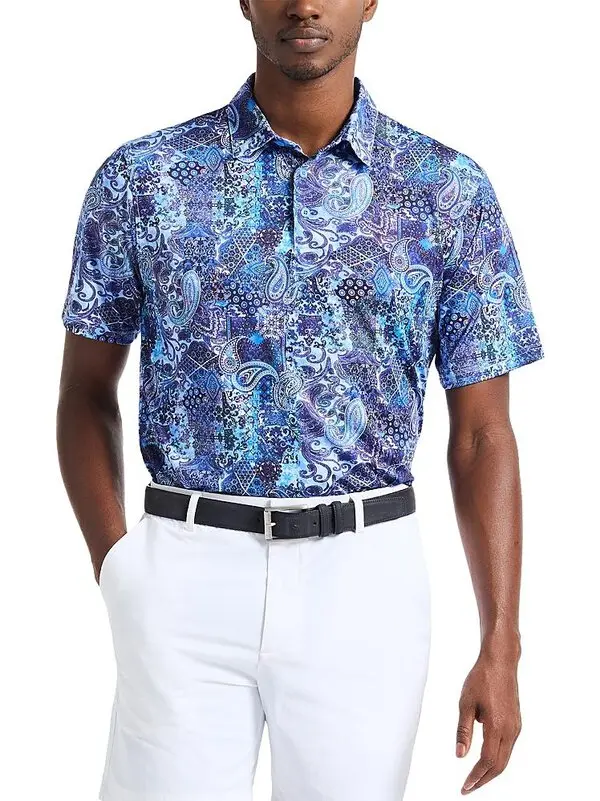 Robert Graham Brettman Short Sleeve Knit Polo Shirt - Blue