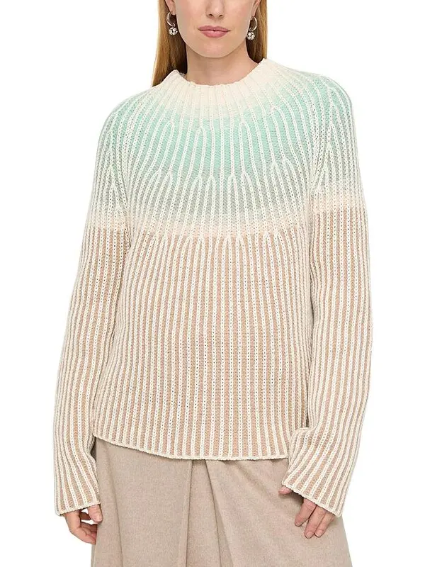 Lafayette 148 New York Cashmere Gradient Funnel Neck Pullover - Dune Multi
