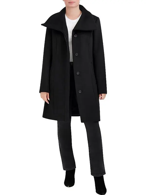 Cole Haan Convertible Collar Button Up Coat - Black