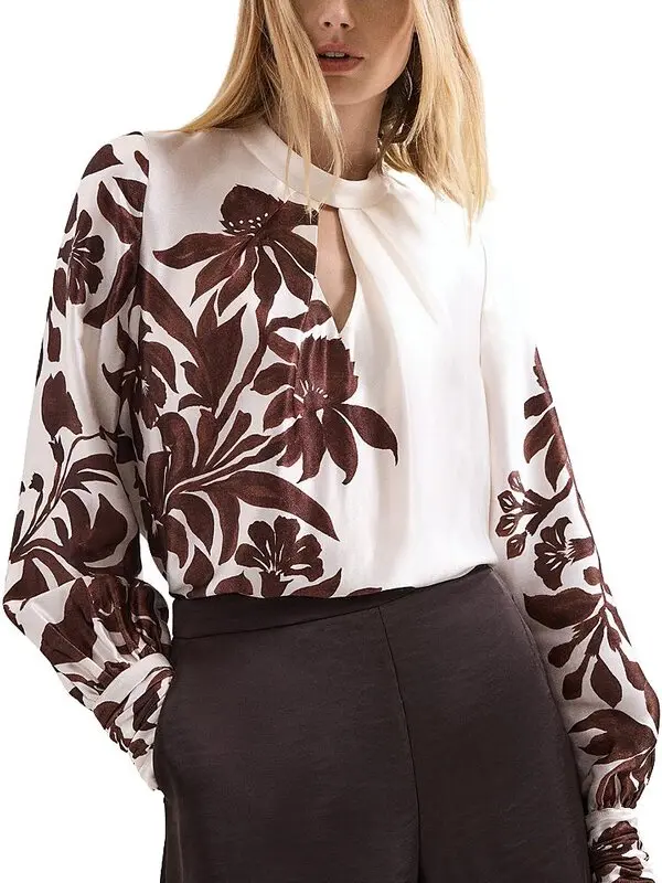 PHASE EIGHT Hattie Satin Blouse - Brown