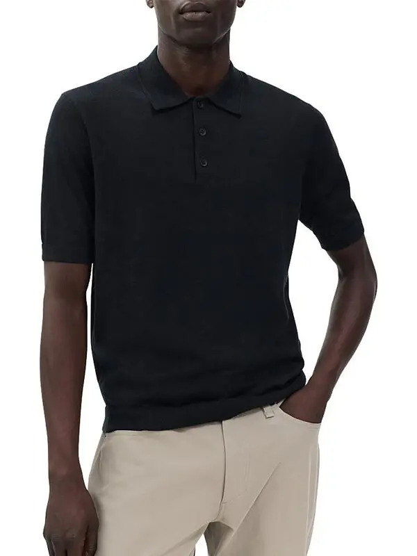 Rag & Bone Lightweight Downing Cashmere Polo Shirt - Black