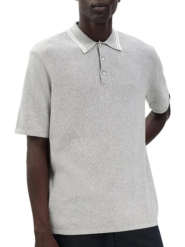 Rag & Bone Harvey Tipped Polo Shirt - Heather Grey