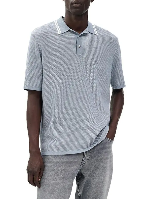 Rag & Bone Harvey Tipped Polo Shirt - Light Blue