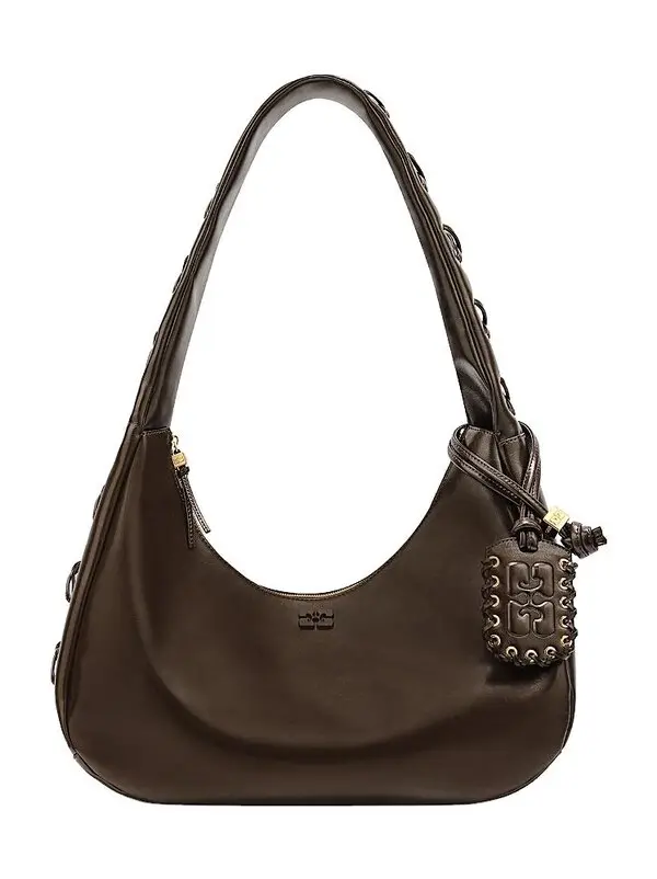 GANNI Laces Medium Hobo Bag - Dark Olive