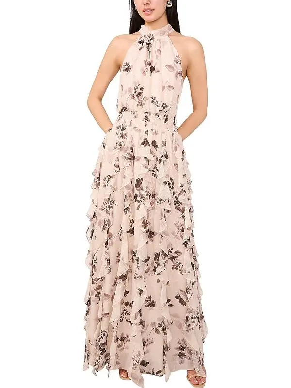 1.State Flounce Cascading Maxi Dress - Oatmeal