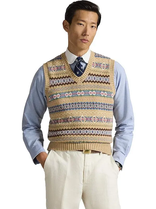 Ralph Lauren Fair Isle Cotton Wool Sweater Vest - Classic Tan