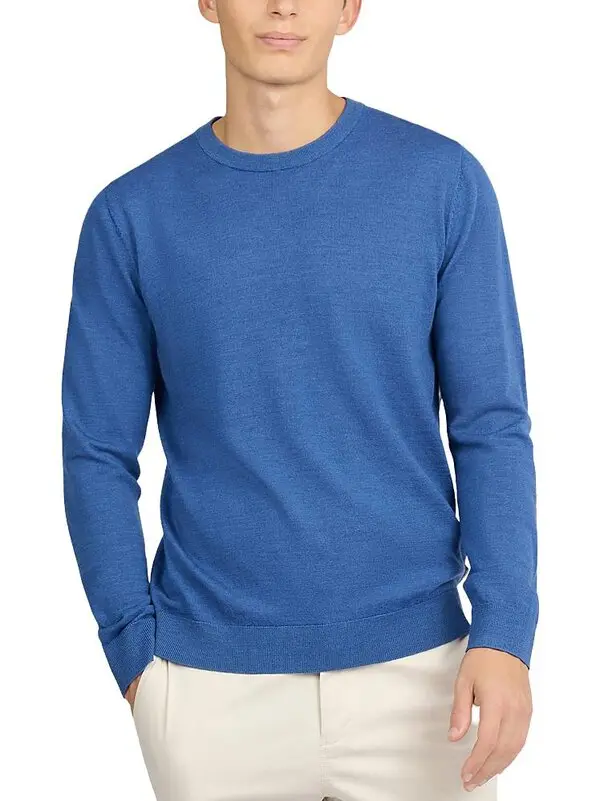 Onia Extra Fine Merino Wool Crewneck Sweater - Cobalt Blue Melange