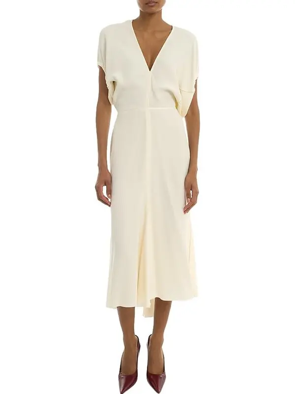 Victoria Beckham Blouson Detail Midi Dress - Ivory