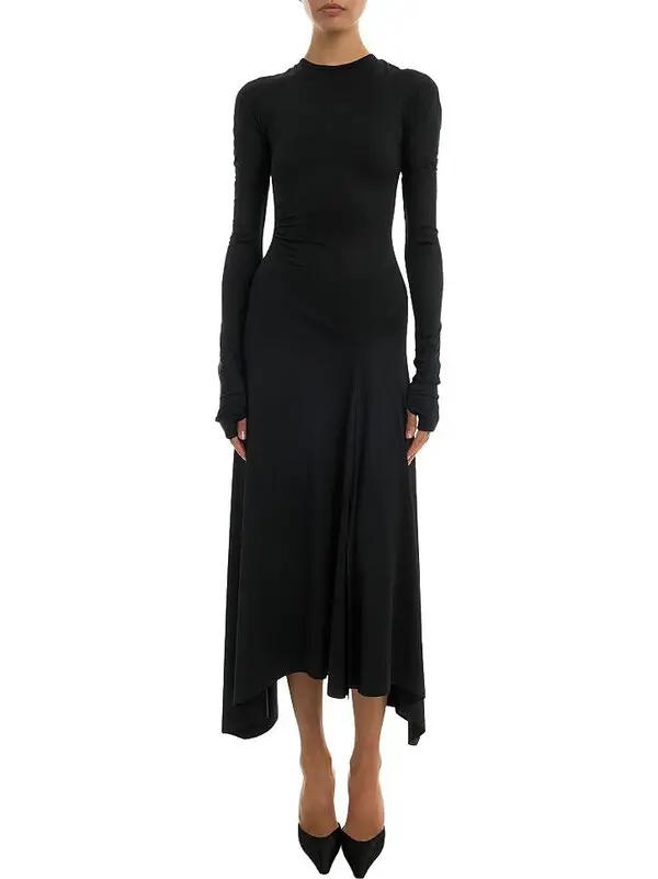 Victoria Beckham Long Sleeve Midi Dress - Black