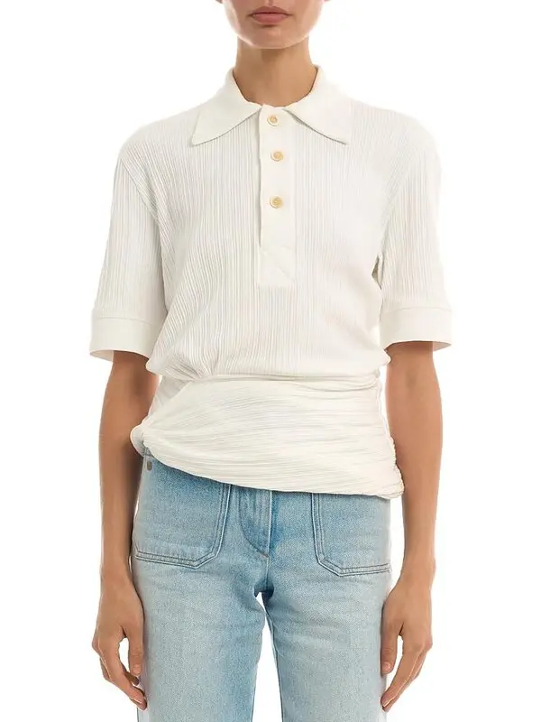 Victoria Beckham Twist Detail Polo Top - White