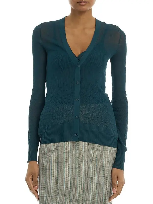 Victoria Beckham V Neck Cardigan - Teal
