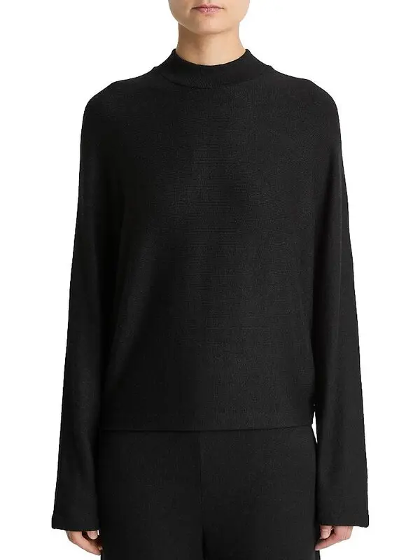 Vince Cozy Dolman Sleeve Mock Neck Top - Black