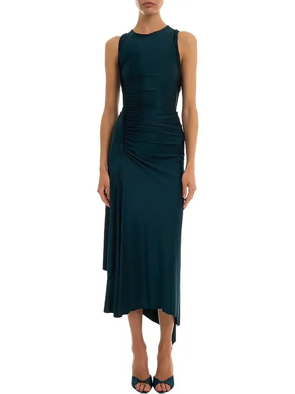 Victoria Beckham Sleeveless Twist Midi Dress - Dark Teal