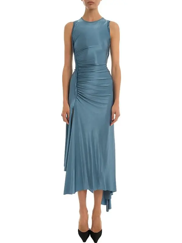Victoria Beckham Sleeveless Twist Midi Dress - Stone