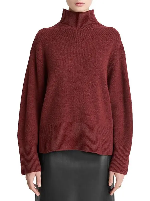 Vince Wool Cashmere Turtleneck Sweater - Bordeaux