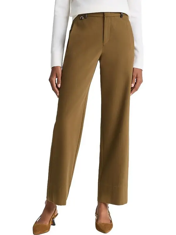 Vince Mid-rise Pants With Faux Leather Trim - Olive Grove
