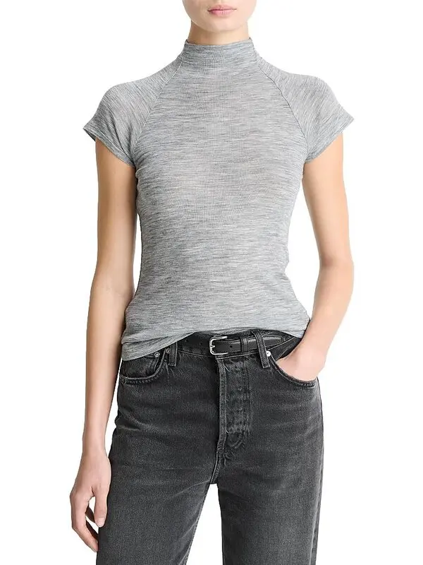 Vince Cap Sleeve Raglan Mock Neck Top - Heather Thistle