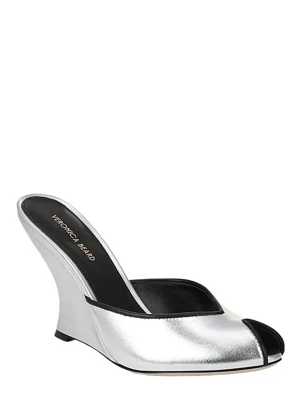 Veronica Beard Mirabel Wedge Pumps - Silver/black