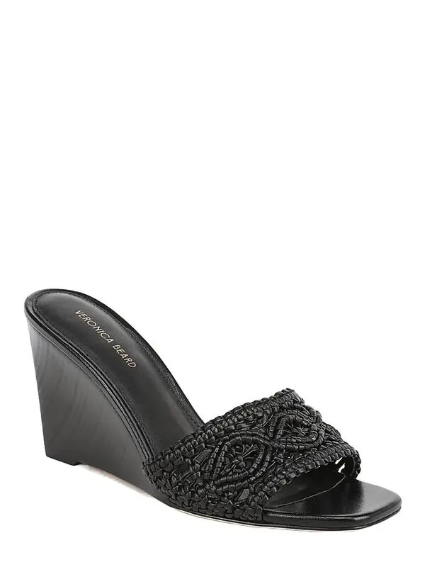 Veronica Beard Ellen Woven Wedge Sandals - Black