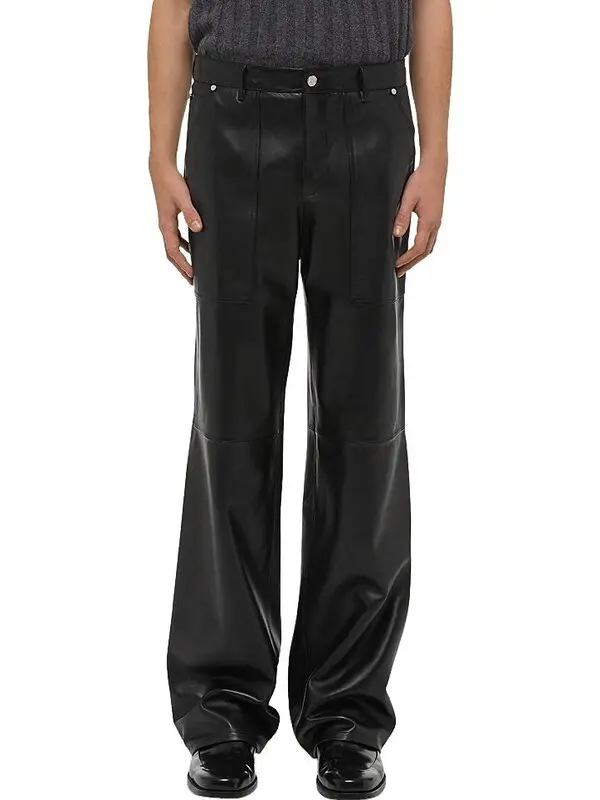 Helmut Lang Relaxed Fit Leather Utility Pants - Black/black