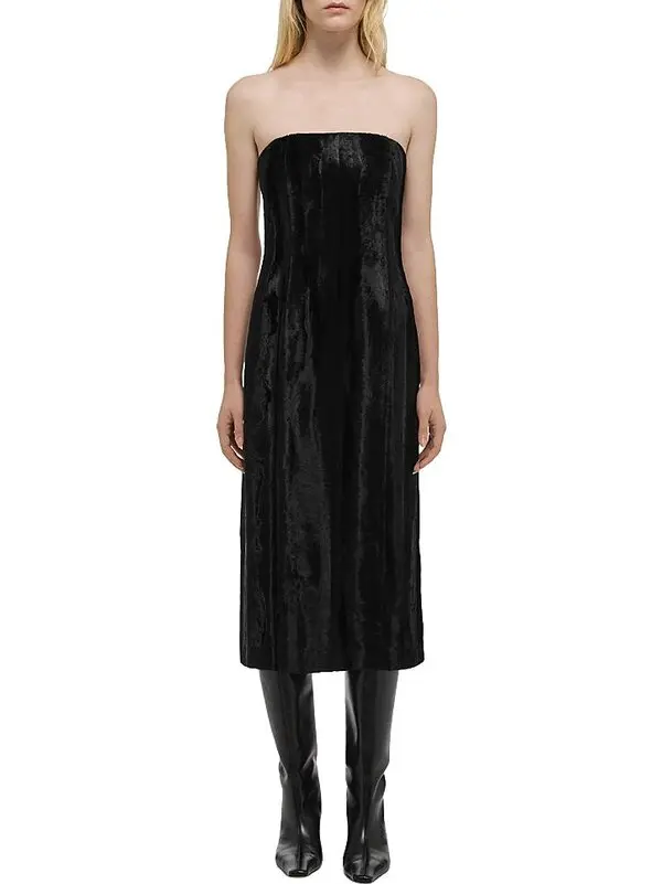 Helmut Lang Pony Faux Fur Midi Dress - Black