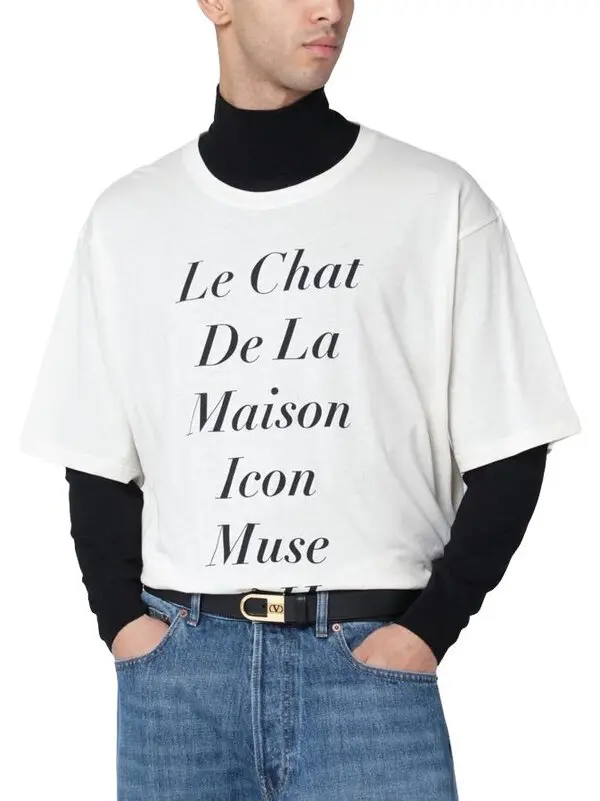 Valentino Garavani Ivory Le Chat De La Maison Icon Muse Anti Hero T-shirt - White