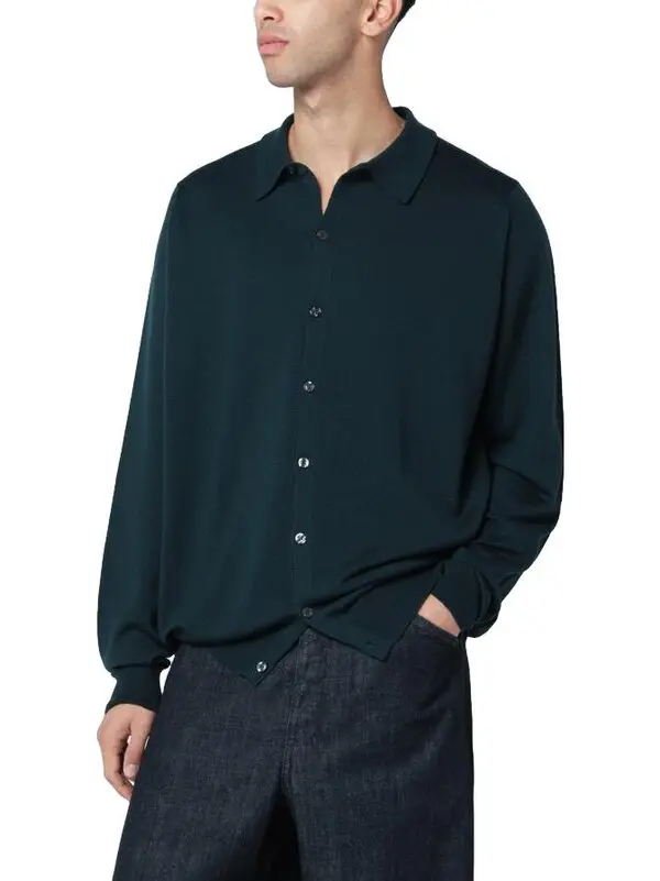 John Smedley Wool Cardigan - Green