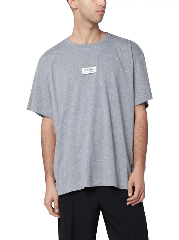 MAISON MARGIELA Light T-shirt With Numeric Signature Patch - Grey