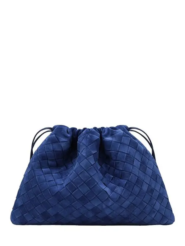 Bottega Veneta Suede Intrecciato Pouch - Blue