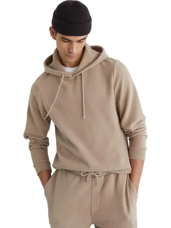 REISS Bassona Hoodie - Camel Brown
