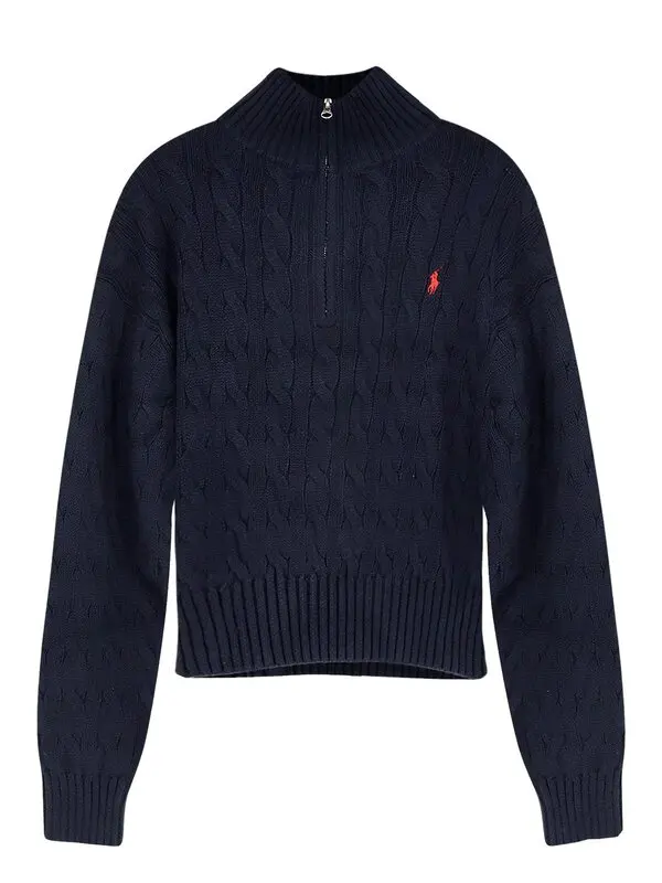 Polo Ralph Lauren Cotton Cable Knit Sweater With Logo - Blue