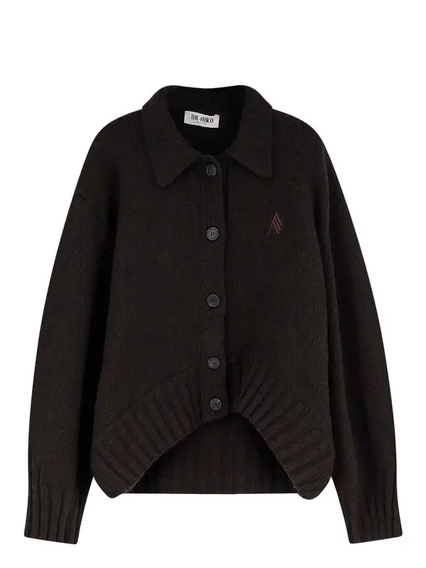 Attico Virgin Wool And Cashmere Blend Cardigan - Brown