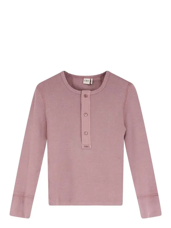 Chloé Ribbed Cotton T-shirt - Pink