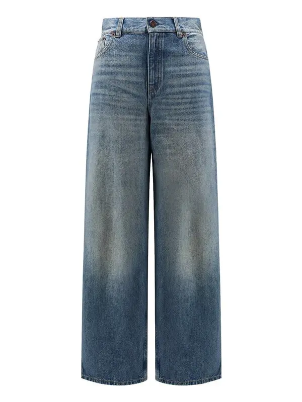 Chloé Denim Wide Leg Jeans With Logo - Blue