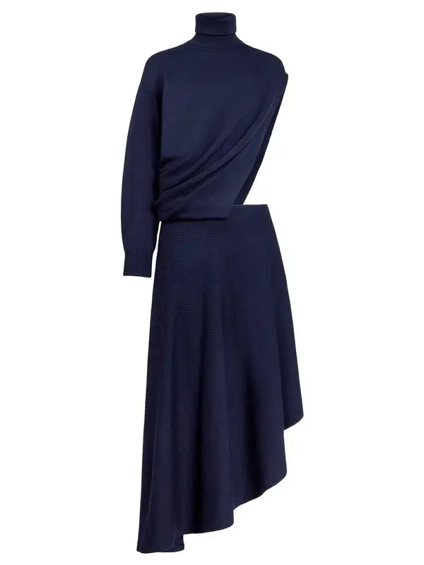 Alaïa Cutout Virgin Wool Dress - Blue