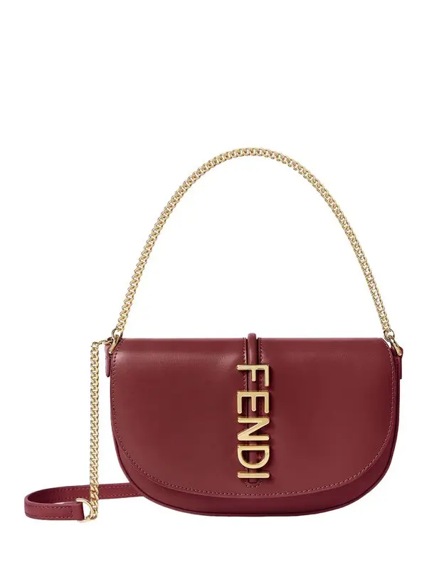 Fendi Wallet On Chain Leather Crossbody Bag - Red