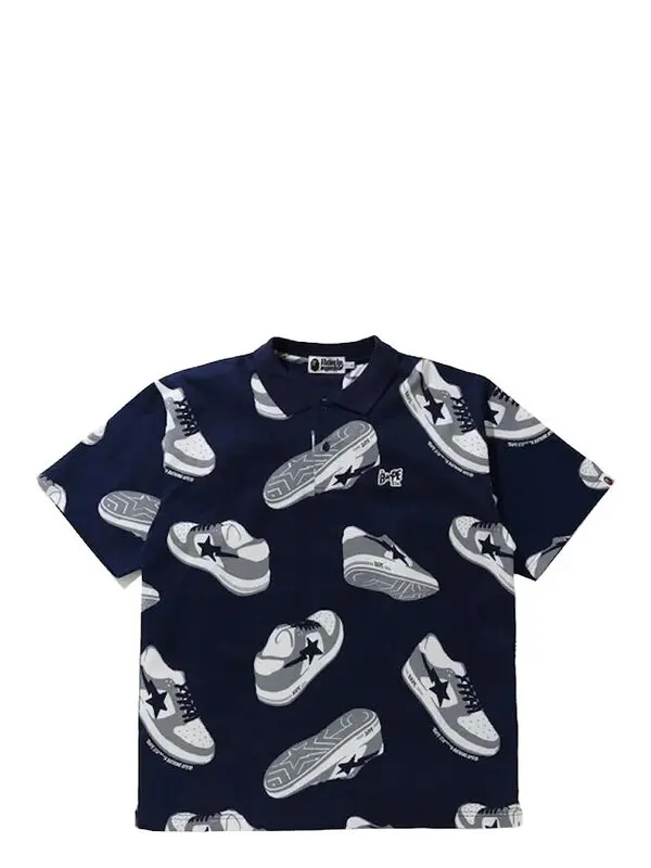 A BATHING APE Sta Random Relaxed Polo Shirt - Navy Blue