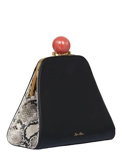 LARALLAN Josephine Ball Frame Calfskin Leather Bag - Black
