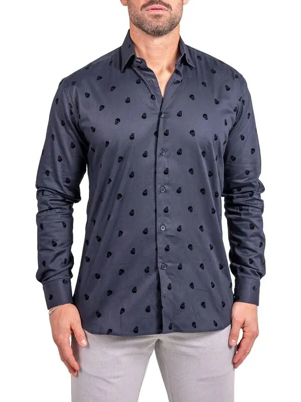 MACEOO Fibonacci Ascension Contemporary Fit Button-up Shirt - Black