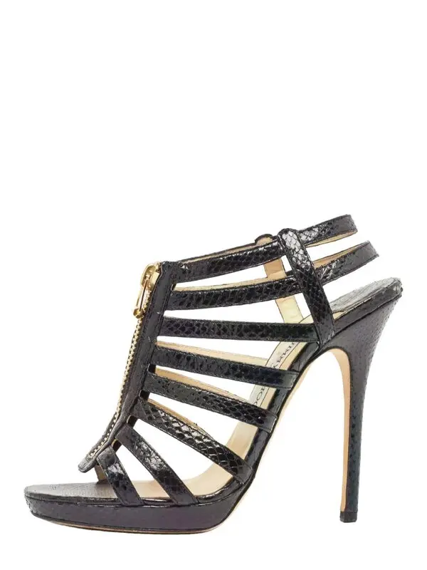 JIMMY CHOO 110mm Glenys Snakeskin Sandals - Black