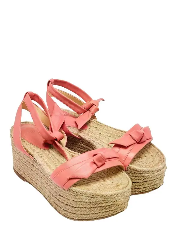 ALEXANDRE BIRMAN Leather Bow-detail Wedge Espadrilles - Pink
