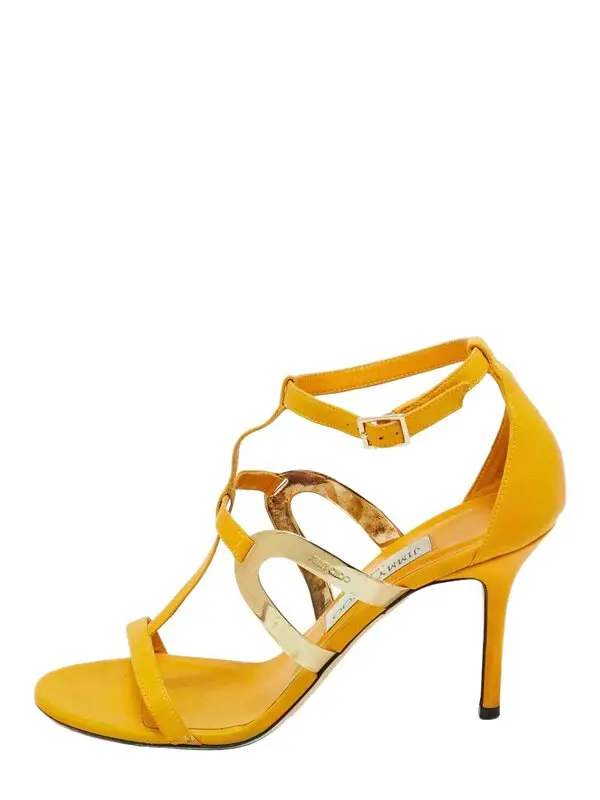 JIMMY CHOO T-strap Leather Sandals - Yellow