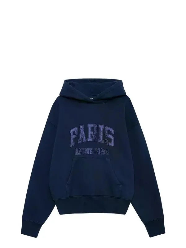 ANINE BING Appliqué-detail Hoodie - Blue