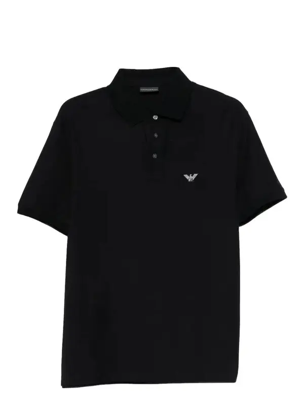 Emporio Armani Logo-embroidered Polo Shirt - Black