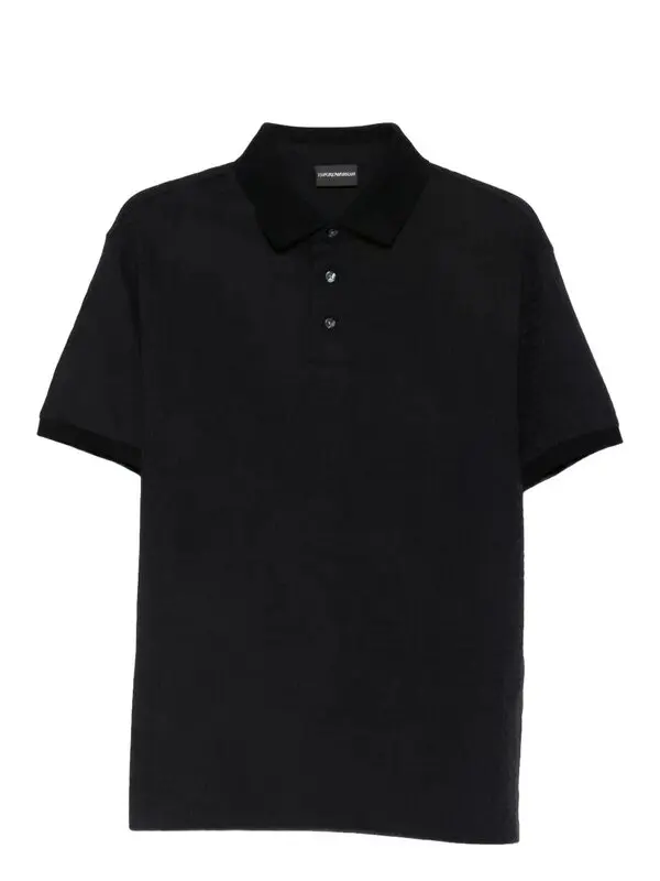 Emporio Armani Textured Polo Shirt - Black
