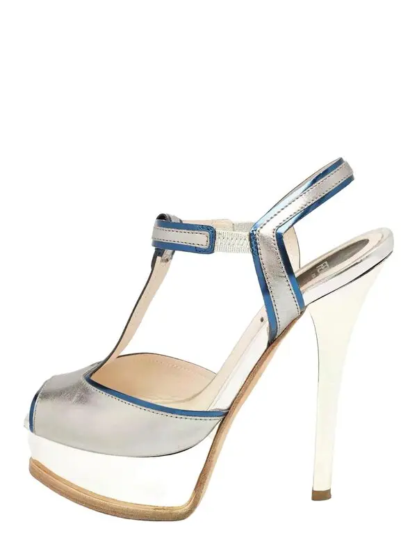 Fendi Fendista Leather Sandals - Grey