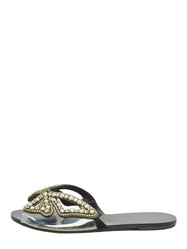 SOPHIA WEBSTER Madame Butterfly Beaded Flat Sandals - Black